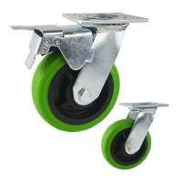 China 150mm Swivel Plate Green Tpr Tread Heavy Duty Casters With Dual Lock for sale