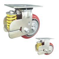 China 300kg Loading 6 Inch Polyurethane Wheels , ISO9001 Spring Loaded Caster Wheel for sale