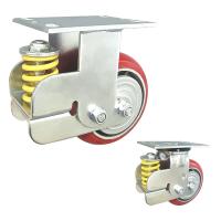 China 300kg Loading 6 Inch Polyurethane Wheels , ISO9001 Spring Loaded Caster Wheel for sale