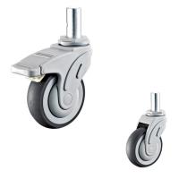 China 76x32mm Round TPR Medical Casters 3 Inch 198LBS Solid Stem Locking Wheels for sale