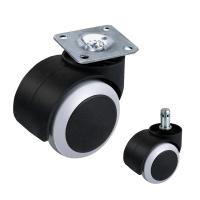 China 60mm Diameter White Pu Wheel Chair Casters With 7/16