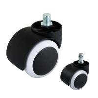 China 60mm Diameter White Pu Wheel Chair Casters With 7/16