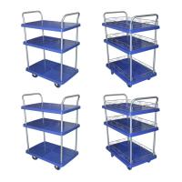 China 900x600mm Three Decker Plastic Platform Trolleys With 660lbs Capacity for sale
