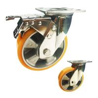 China Orange 5 Inch 660lbs Loading Stainless Steel Casters Wearable for sale