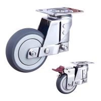 China TPR 5 Inch Locking Swivel Casters , 120kg Capacity Small Spring Loaded Casters for sale
