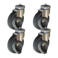 China PU 242lbs Loading 5 Inch Shopping Cart Wheels With 12x15mm Threaded Stem for sale
