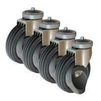 China PU 242lbs Loading 5 Inch Shopping Cart Wheels With 12x15mm Threaded Stem for sale