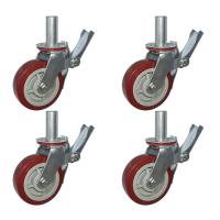 China 440lbs Loading 150mm PVC Scaffolding Wheels With Double Baker for sale