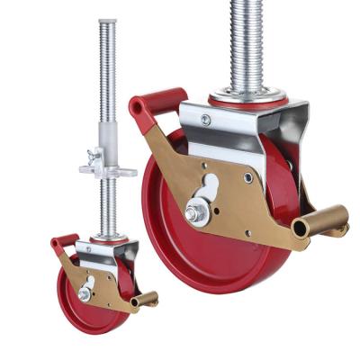 China 8 Inch Nylon Scaffolding Caster Wheels Solid Long Steel Stem Adjustable Height Scaffold Wheels for sale