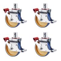 China 8 Inch Durable PU Scaffolding Wheels Blue Polyurethane Solid Stem Scaffold Caster Wheels Wholesales for sale
