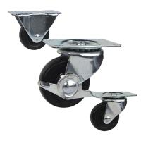 China Black 4 Inch 176lbs Loading Low Profile Rubber Casters for sale