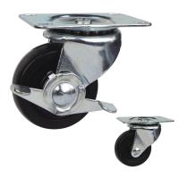 China Black 4 Inch 176lbs Loading Low Profile Rubber Casters for sale