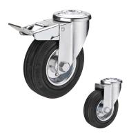 China Black 200kg Loading 8 Inch Solid Rubber Casters Wearable for sale