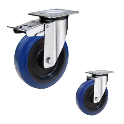 China 200kg Capacity 125x36mm Rubber Casters With Steel Bracket for sale