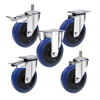 China 200kg Capacity 125x36mm Rubber Casters With Steel Bracket for sale