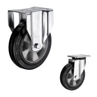 China 200x50mm Black 660LBS Capacity Aluminium Solid Rubber Casters for sale