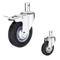 China 10'' Rubber Casters Solid Wheel Swivel Locking Stem Caster Wheels Industrial for sale