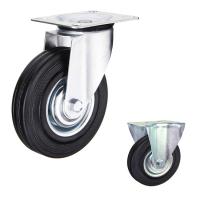 China 264lbs Capacity Rigid Rubber Casters 200mm Black Wheel Standard for sale