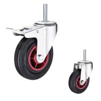 China PP 8 Inch 284lbs Capacity Rubber Casters With Fixed Plate for sale