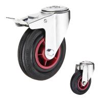 China PP 8 Inch 284lbs Capacity Rubber Casters With Fixed Plate for sale