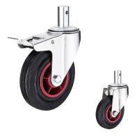 China PP 8 Inch 284lbs Capacity Rubber Casters With Fixed Plate for sale