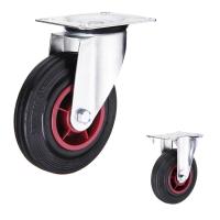 China PP 8 Inch 284lbs Capacity Rubber Casters With Fixed Plate for sale