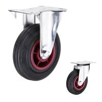 China PP 8 Inch 284lbs Capacity Rubber Casters With Fixed Plate for sale