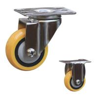 China 176lbs 75mm Yellow SS Heavy Duty Trolley Wheels Caster Wheels For Food Trolleys for sale