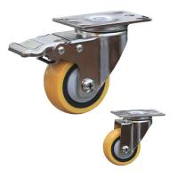 China 176lbs 75mm Yellow SS Heavy Duty Trolley Wheels Caster Wheels For Food Trolleys for sale