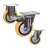 China 4'' Polyurethane Tread Stainless Steel Swivel Casters With Dust Cover for sale