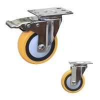China 4'' Polyurethane Tread Stainless Steel Swivel Casters With Dust Cover for sale