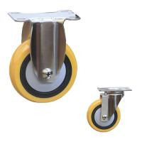 China 4'' Polyurethane Tread Stainless Steel Swivel Casters With Dust Cover for sale