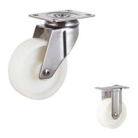 China 100mm White Nylon Locking 304 Stainless Steel Casters 110kg Capacity for sale