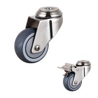 China Soft 3 Inch Stainless Steel TPR Caster Wheels Swivel Double Brake for sale
