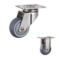 China Soft 3 Inch Stainless Steel TPR Caster Wheels Swivel Double Brake for sale