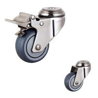 China Soft 3 Inch Stainless Steel TPR Caster Wheels Swivel Double Brake for sale