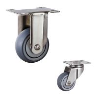 China Soft 3 Inch Stainless Steel TPR Caster Wheels Swivel Double Brake for sale
