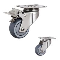 China Soft 3 Inch Stainless Steel TPR Caster Wheels Swivel Double Brake for sale