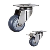 China 3''  Waterproof Trolley Fixed PU Stainless Steel Caster Wheels for sale