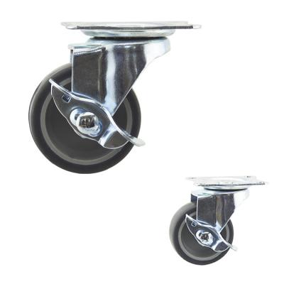 China Soft Rubber Wheel Side Brake Light Duty Casters 50x20.3mm for sale