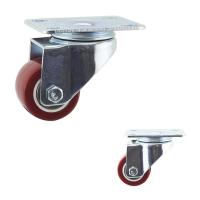 China Oem 1.5 Inch Top Plate Swivel Red Pu Light Duty Casters for sale