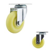China Light Yellow Plastic Swivel Plate Medium Duty Casters Zinc Plated Bracket for sale