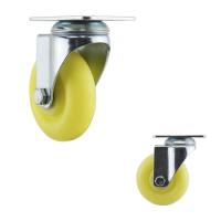 China Light Yellow Plastic Swivel Plate Medium Duty Casters Zinc Plated Bracket for sale