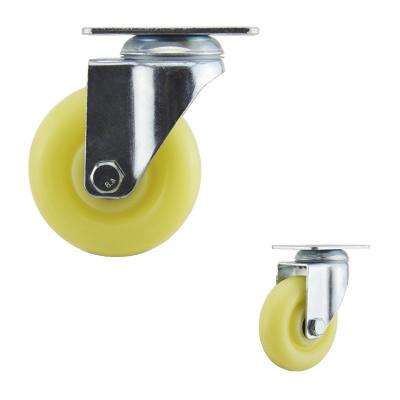 China Light Yellow Plastic Swivel Plate Medium Duty Casters Zinc Plated Bracket for sale