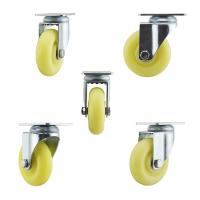China Light Yellow Plastic Swivel Plate Medium Duty Casters Zinc Plated Bracket for sale