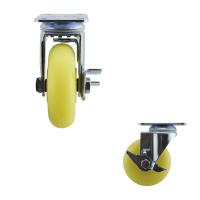 China 4 Inch Side Brake Medium Duty Casters Yellow PP Swivel Plate for sale