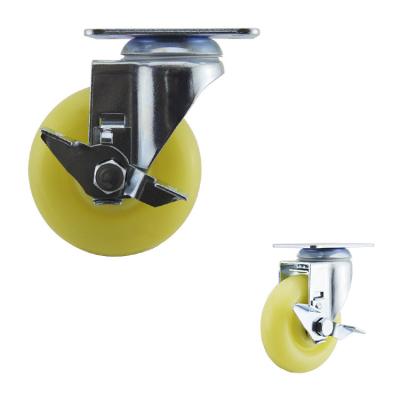 China 4 Inch Side Brake Medium Duty Casters Yellow PP Swivel Plate for sale