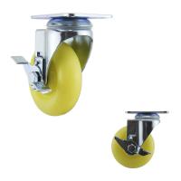 China 4 Inch Side Brake Medium Duty Casters Yellow PP Swivel Plate for sale