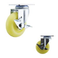 China 4 Inch Side Brake Medium Duty Casters Yellow PP Swivel Plate for sale