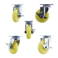 China 4 Inch Side Brake Medium Duty Casters Yellow PP Swivel Plate for sale